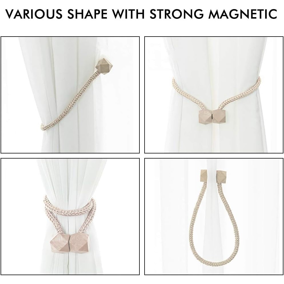 Set 2 accesorii magnetice prindere perdea, Poliester/Magnet, Crem - eMAG.ro