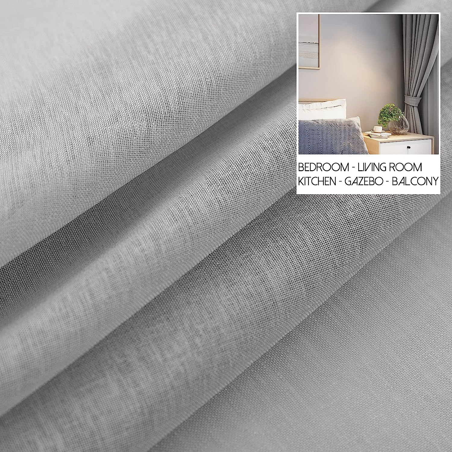 Set 2 perdele, Poliester, 150 x 250 cmm Gri - eMAG.ro