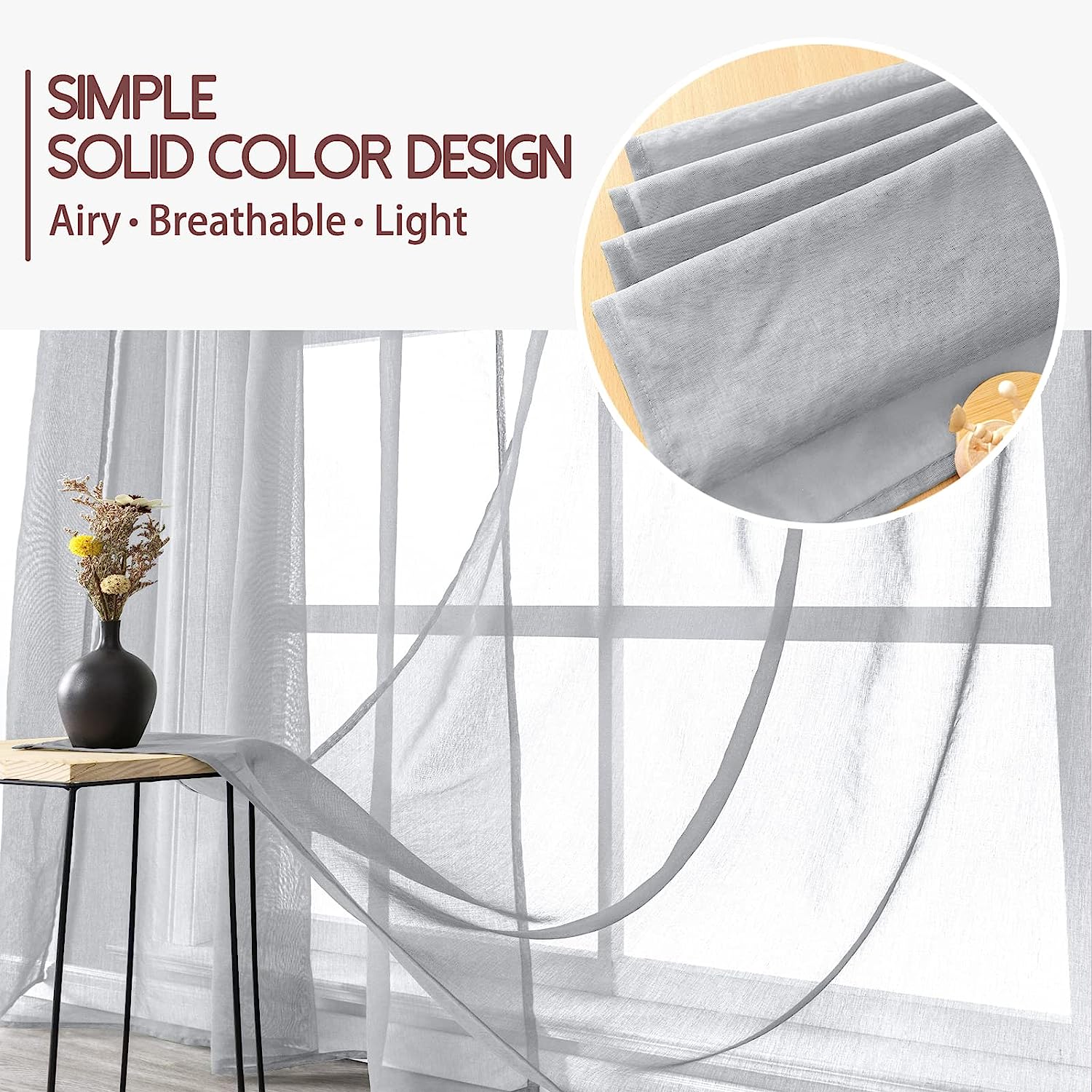 Set 2 perdele, Poliester, 150 x 250 cmm Gri - eMAG.ro