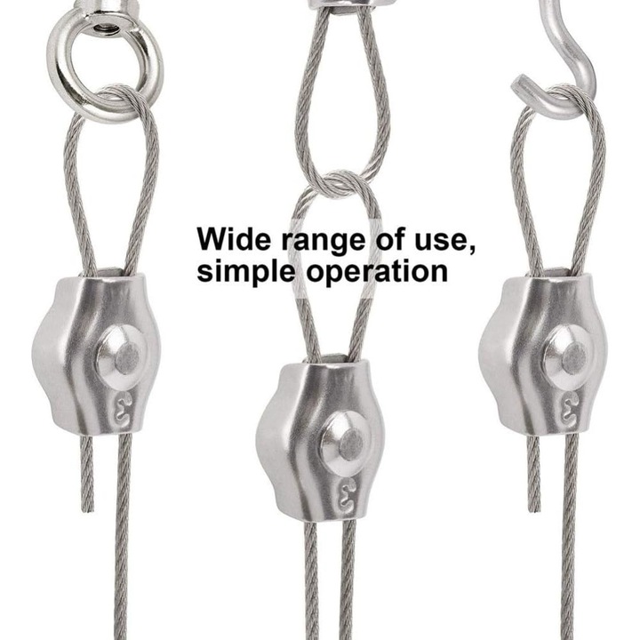 Clema pentru cablu, Inox, 3 mm, 10 buc, Argintiu - eMAG.ro