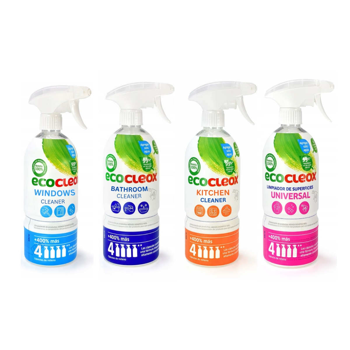 ECOCLEOX Ökológiai tisztítószer készlet, 20 részes, 99%-ban természetes ...