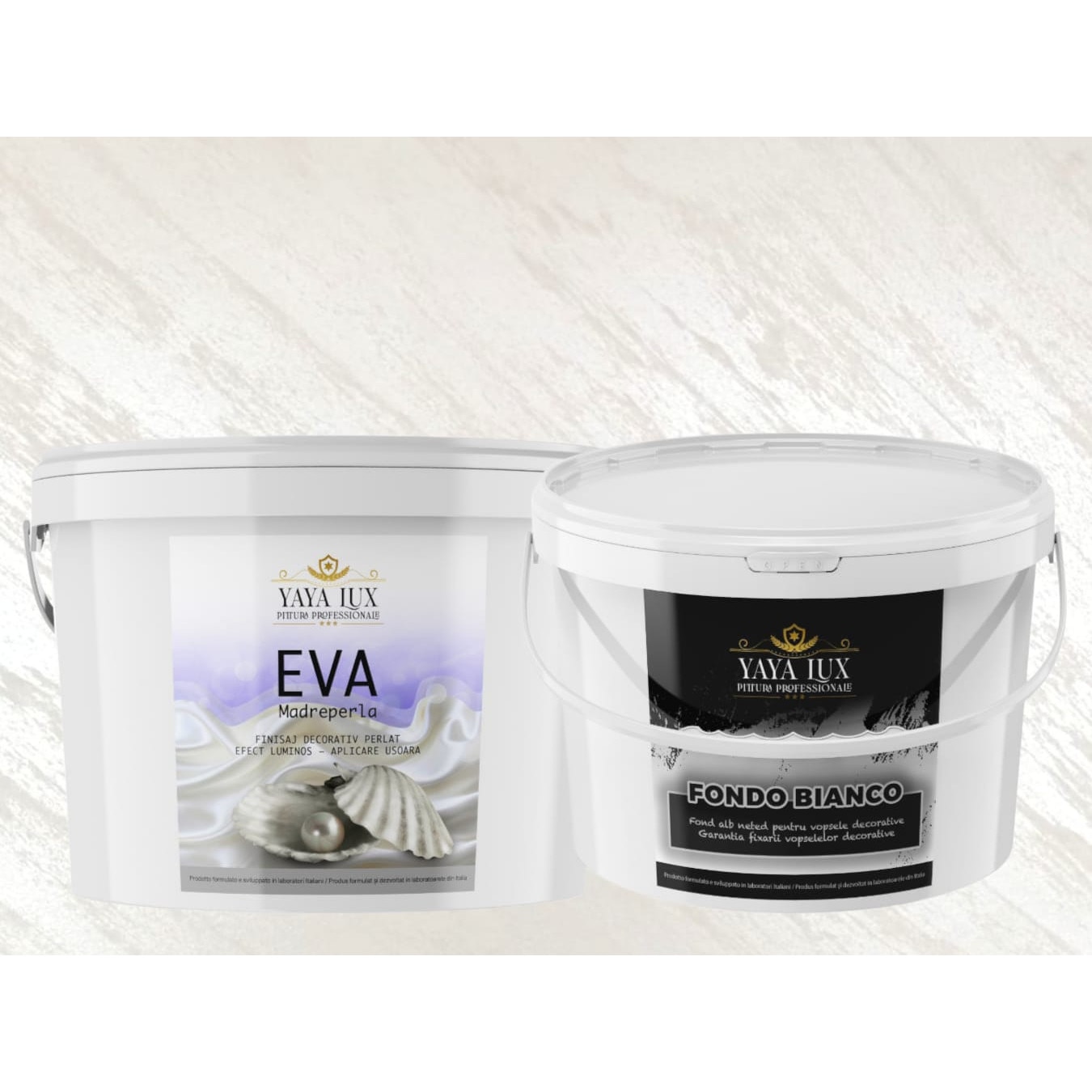 Set Vopsea Decorativa, Eva Madreperla, Alb Perlat, 5 L si Grund, Fondo ...