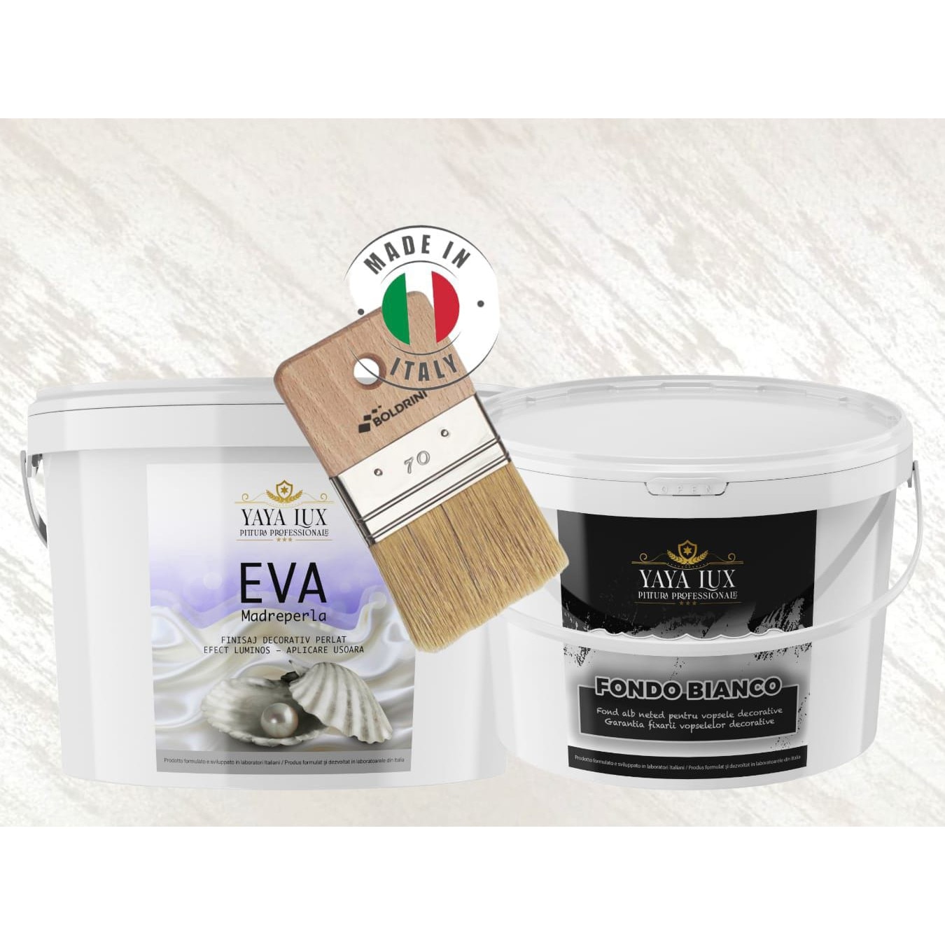 Комплект декоративна боя YaYa Color, 3 части, Перленобяла боя Eva ...