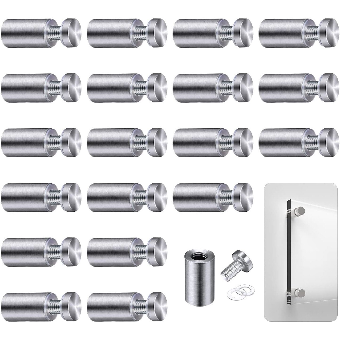 Set 20 suruburi distantare, Inox, Argintiu - eMAG.ro