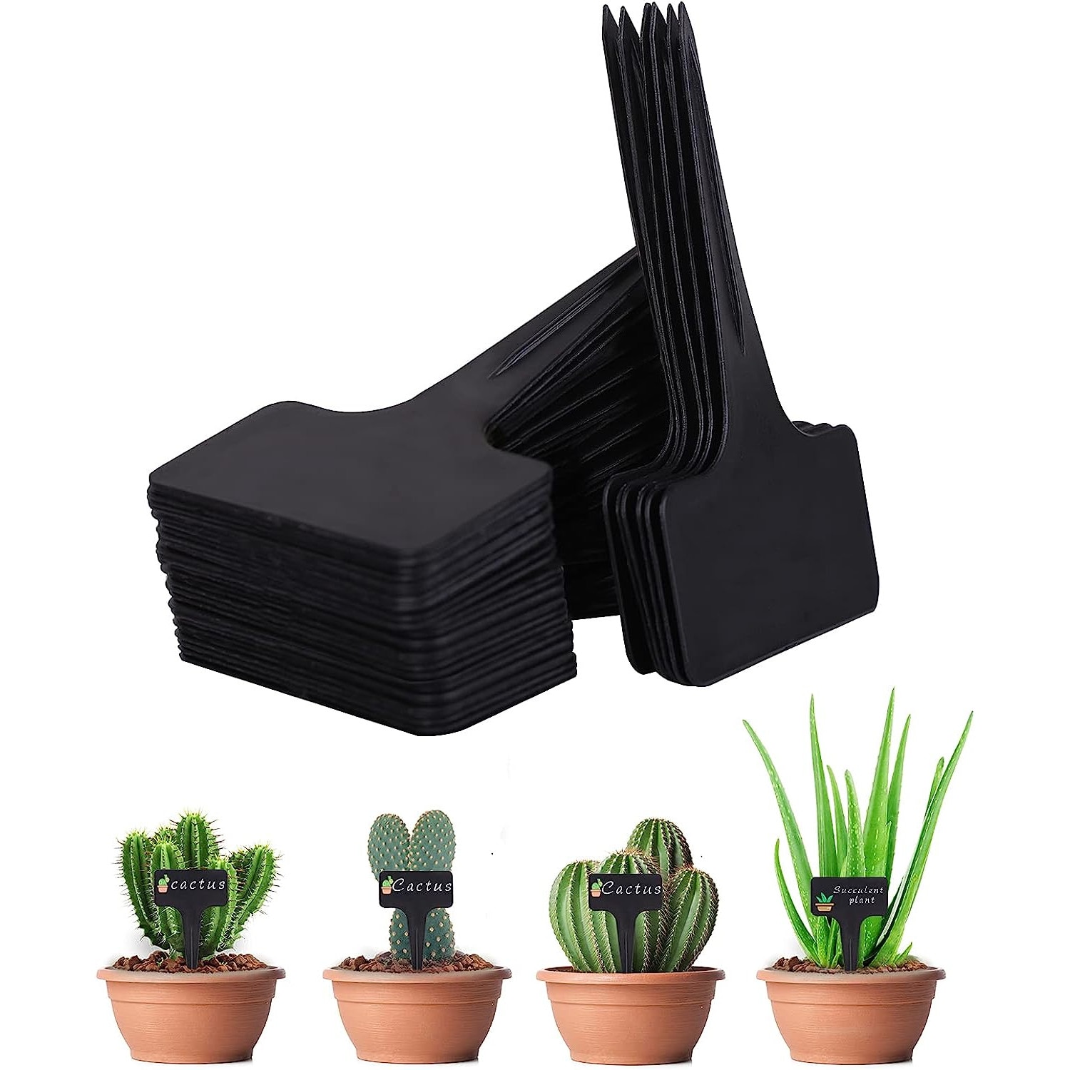 Set 100 etichete pentru plante, Plastic, 6 x 10 cm, Negru - eMAG.ro