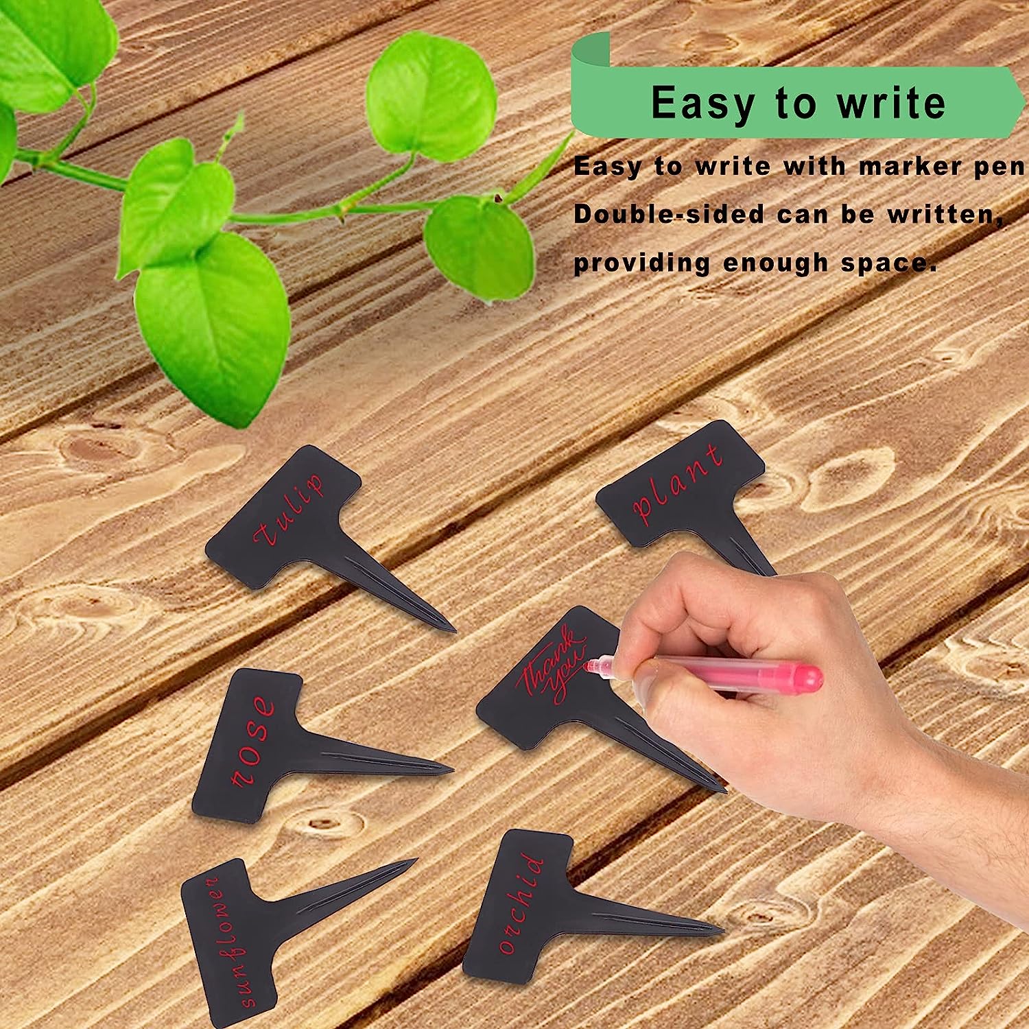 Set 100 etichete pentru plante, Plastic, 6 x 10 cm, Negru - eMAG.ro