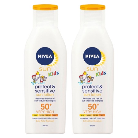 Set 2 x Lotiune cu Protectie Solara Nivea Sun Kids Sensitive SPF 50 ...
