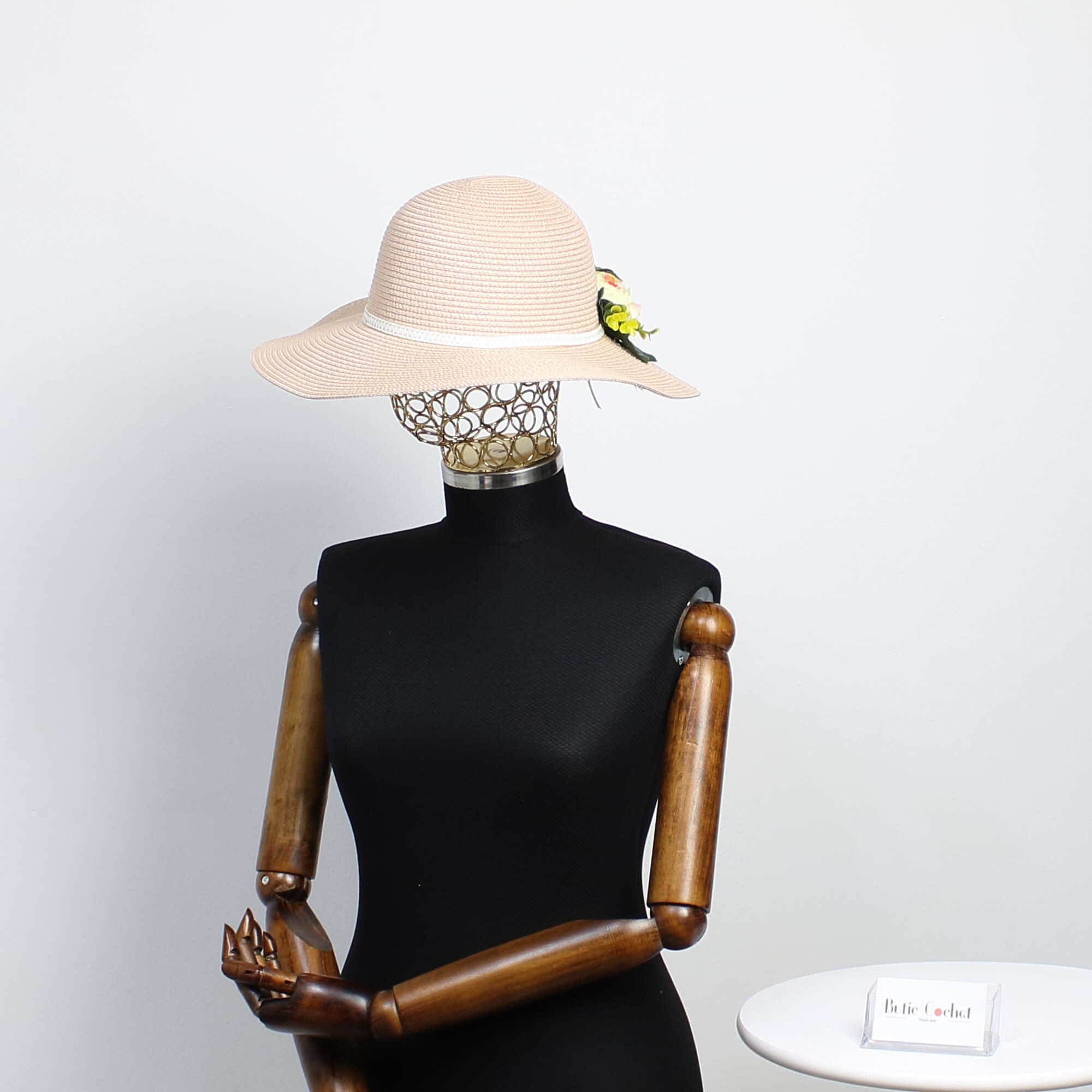 Слънчева шапка, дамска, Anoul, хартиена слама, един размер, модел с ...