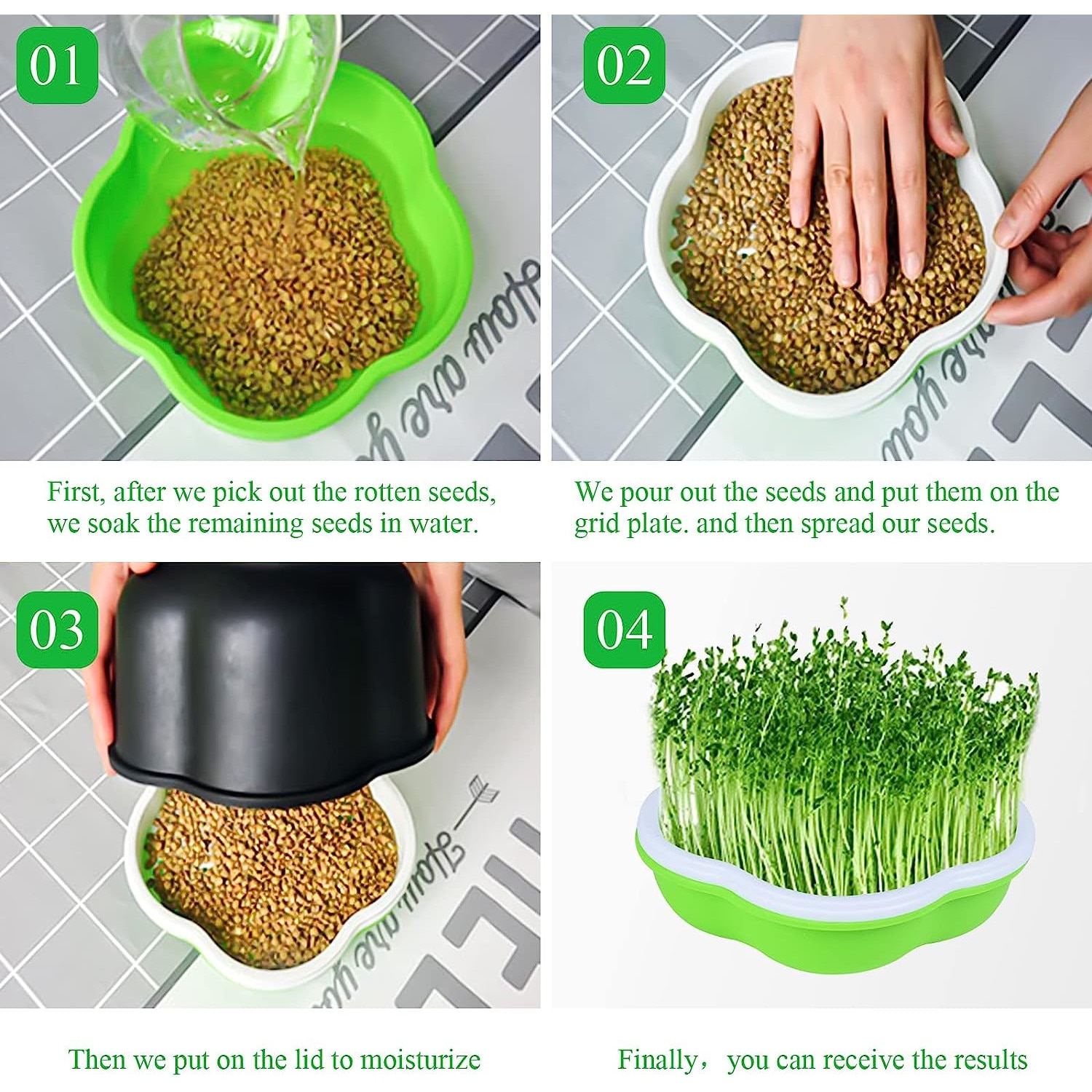 Tavi de germinare pentru seminte, Starlight, 4 buc, Verde - eMAG.ro