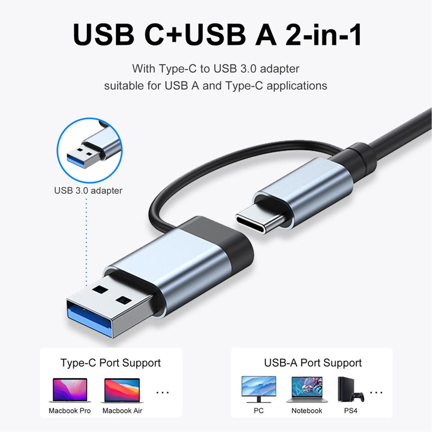 Hub 7n1, Atolla, JENUOS®, USB/USB-C/HDMI/SD/MicroSD, Plug&Play, 1 x TF ...