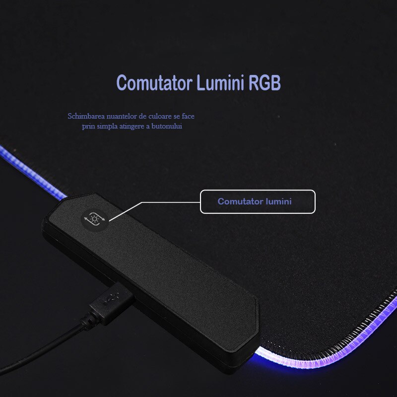Mousepad gaming cu print Harta Lumii, RGB, LED, Baza din cauciuc ...