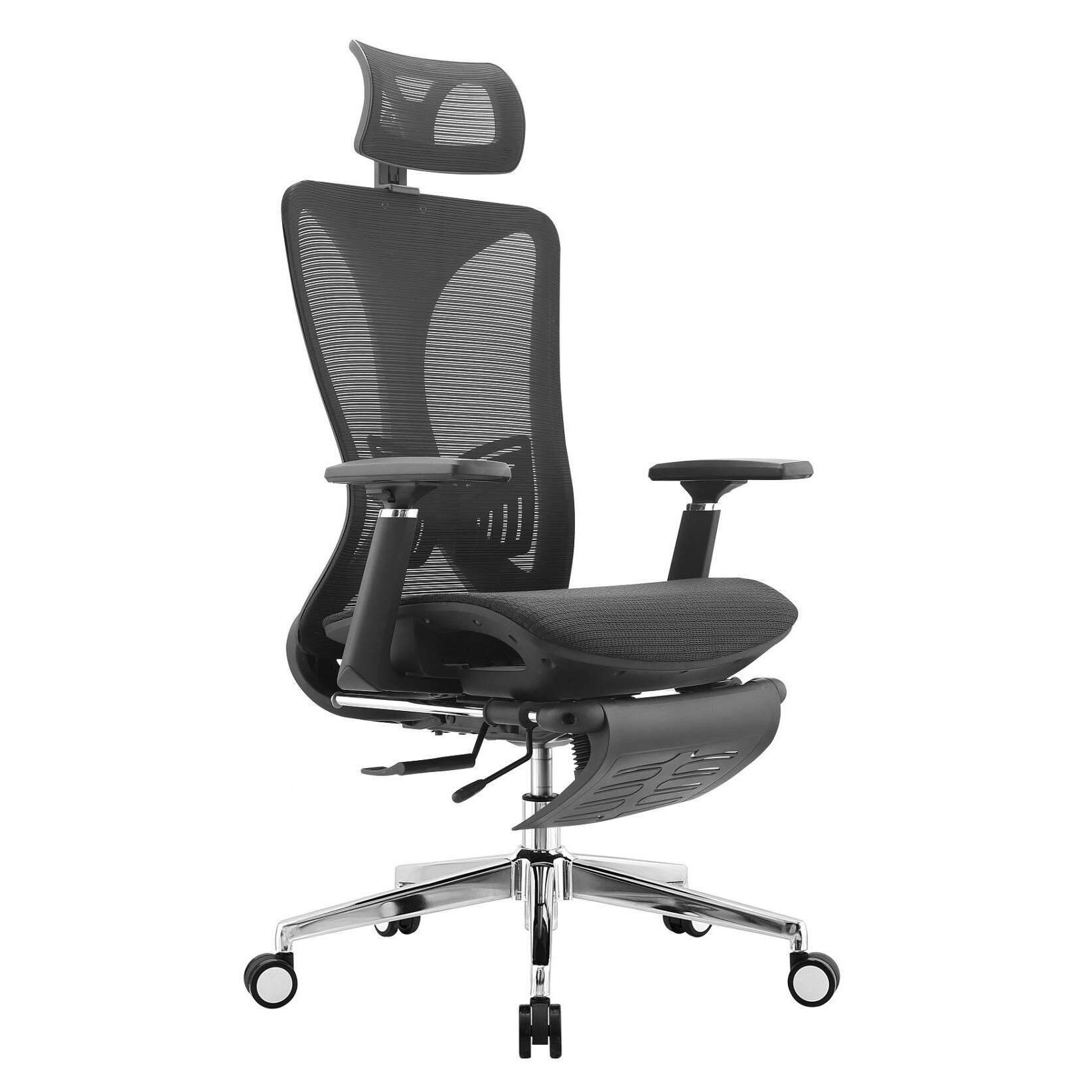 Scaun ergonomic, Full Mesh, sezut translatie, suport picioare, Negru ...