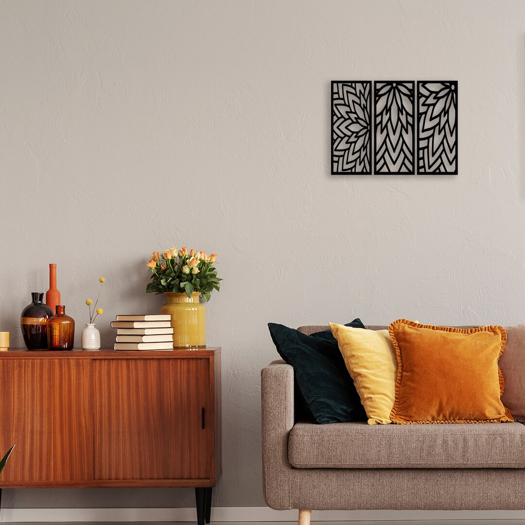 Decor Perete, MDF, Forma Frunze-1, 80cmX50cm, Negru - eMAG.ro