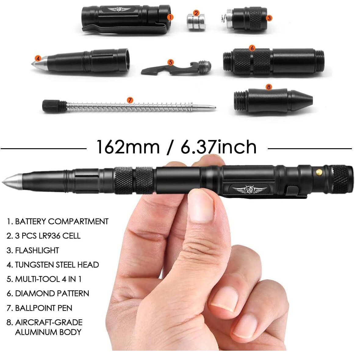 Pix tactic, EXCITAT, Aluminiu, Multifunctional, Capete incluse, LED ...