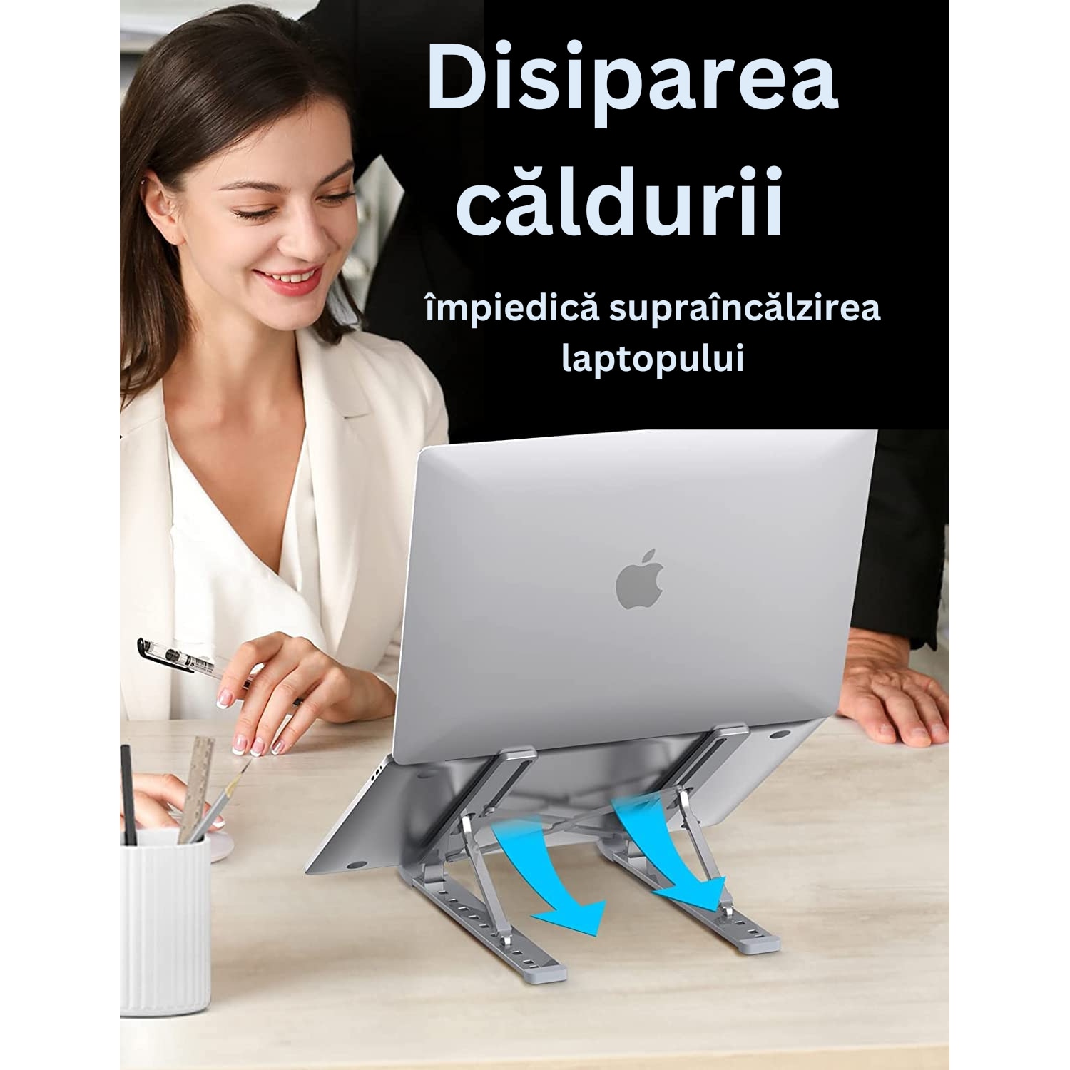 Suport laptop iFinne®, reduce durerile de spate si gat, efect cooler ...