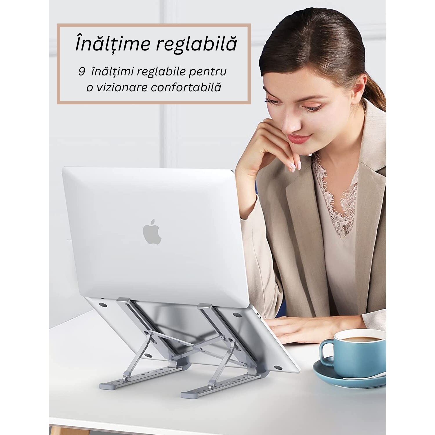 Suport laptop iFinne®, reduce durerile de spate si gat, efect cooler ...