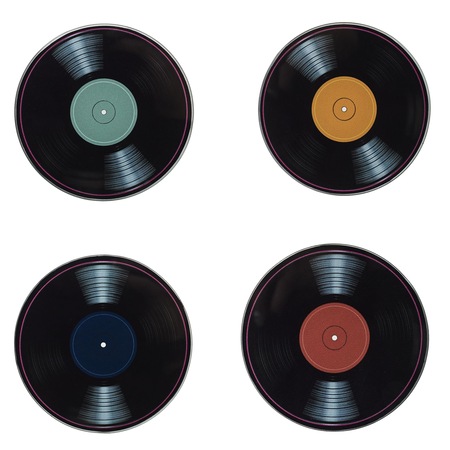 Set 4 suporturi pahare, diametru 10 cm, discuri vinil, Retro, Happymax ...