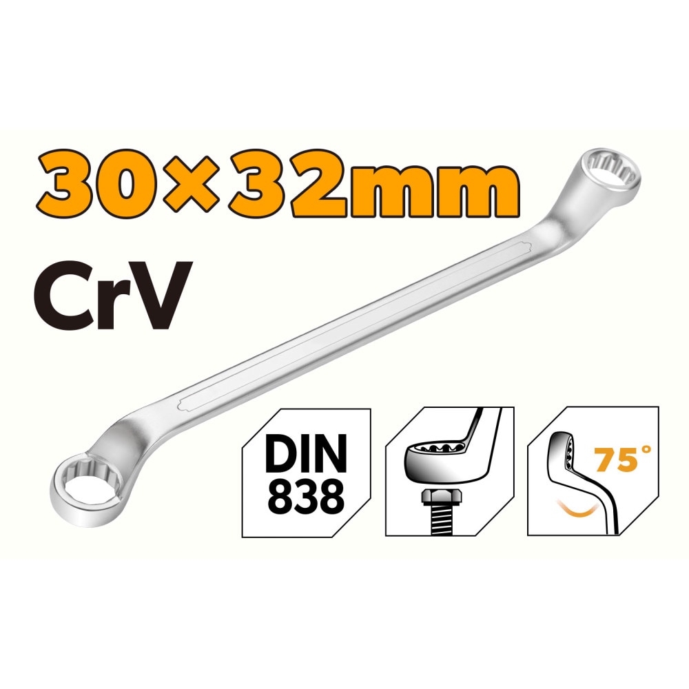 Cheie inelara dubla Cr-V 30x32 mm, Industrial, Tolsen - eMAG.ro