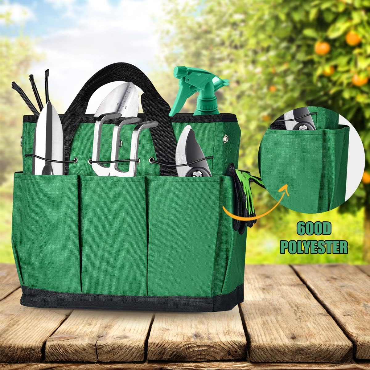 Geanta pentru scule de gradina, Poliester, 34.3x17.2x30.5CM, Verde ...