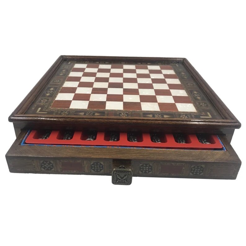 Joc sah, Chess Master, 30x30 cm, lemn, maro, geanta transport - eMAG.ro