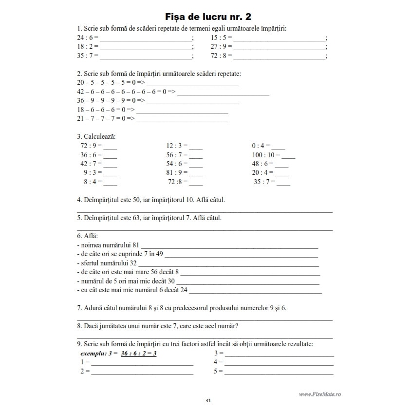 Caiet de lucru matematica / Inmultirea si impartirea / Clasa 3 - eMAG.ro