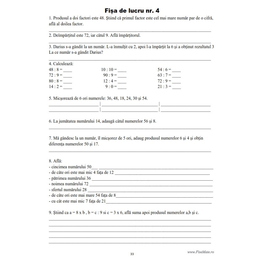 Caiet de lucru matematica / Inmultirea si impartirea / Clasa 3 - eMAG.ro