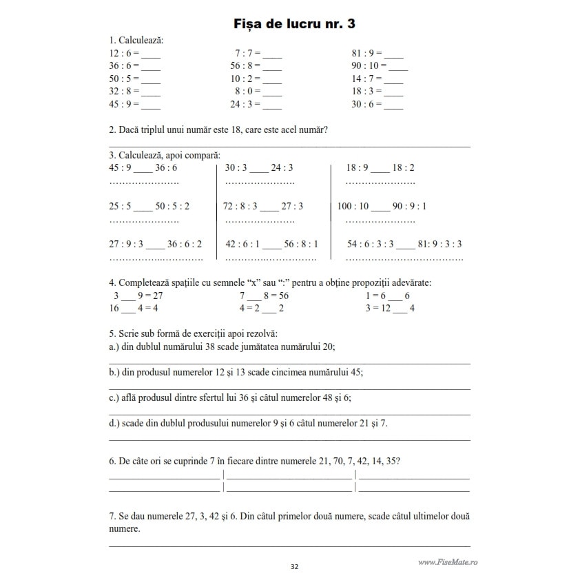 Caiet de lucru matematica / Inmultirea si impartirea / Clasa 3 - eMAG.ro