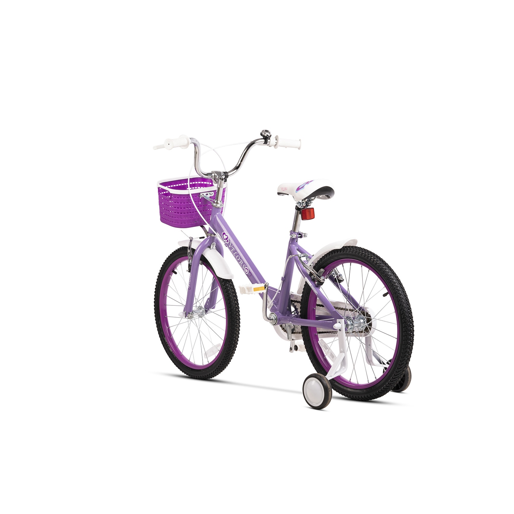 Детски велосипед Velors 20 колела V Brake спирачки Mtb гуми спомагателни колела лилав