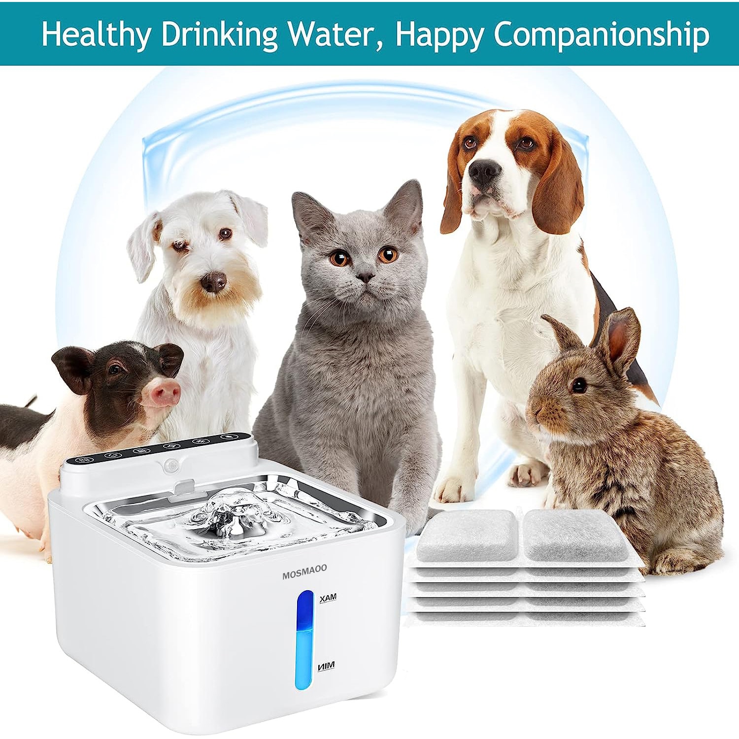 Set 5 filtre pentru dispenser apa automat MOSMAOO®, Fantana pentru ...