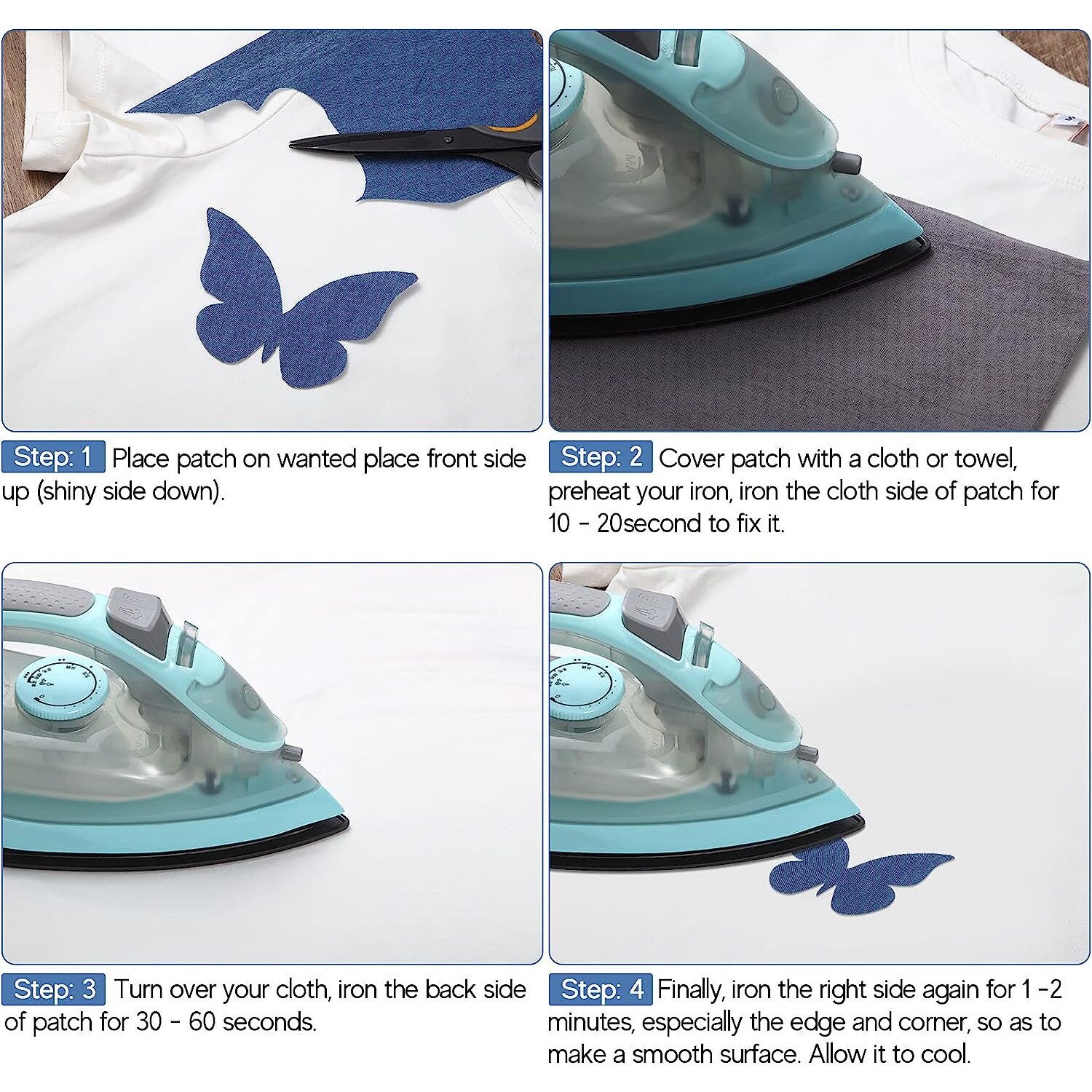 Set 15 petice termoadezive, Denim, 12.5x28 cm, Albastru - eMAG.ro