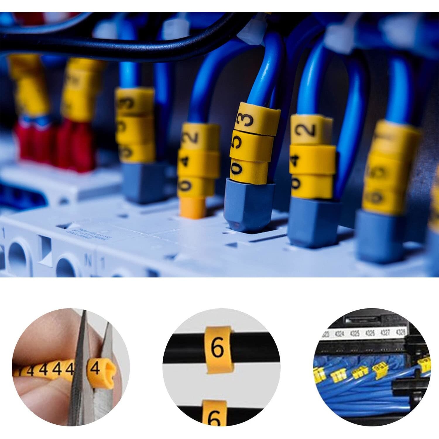 Set 10 role cu etichete pentru cabluri, PVC, Portocaliu/Negru - eMAG.ro