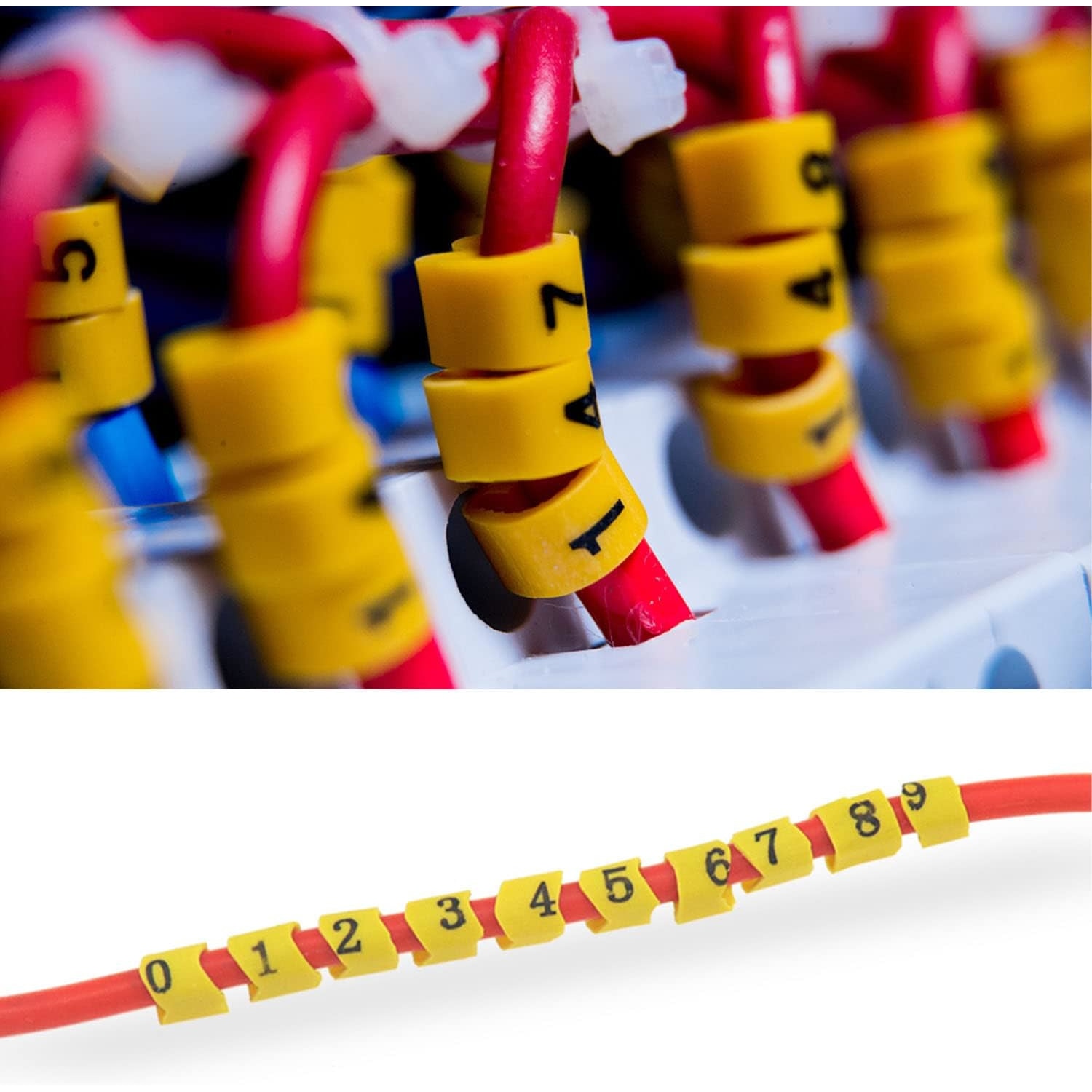 Set 10 role cu etichete pentru cabluri, PVC, Portocaliu/Negru - eMAG.ro