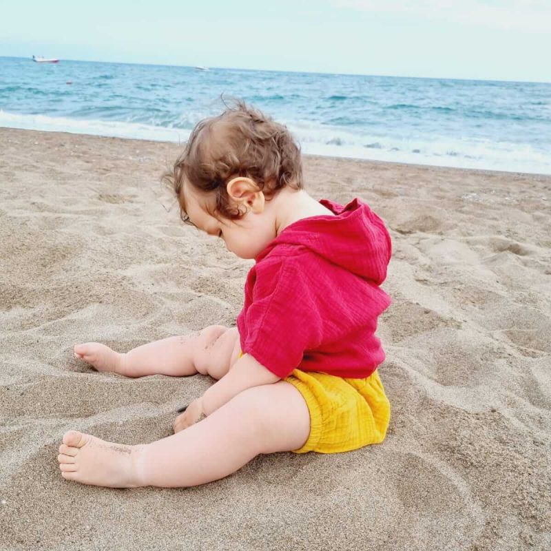 Двойни муселинени къси панталонки Bloomers Blair chilli за бебе 6-12 ...