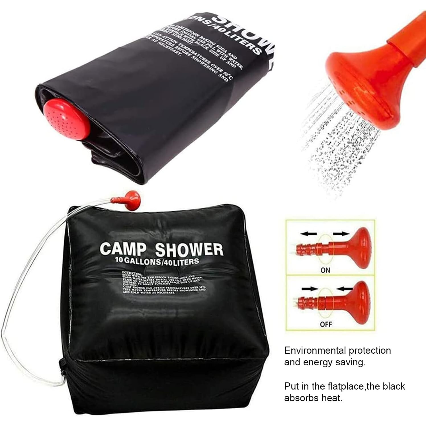 Geanta dus solar camping, PVC, 40l, Negru/Rosu - eMAG.ro
