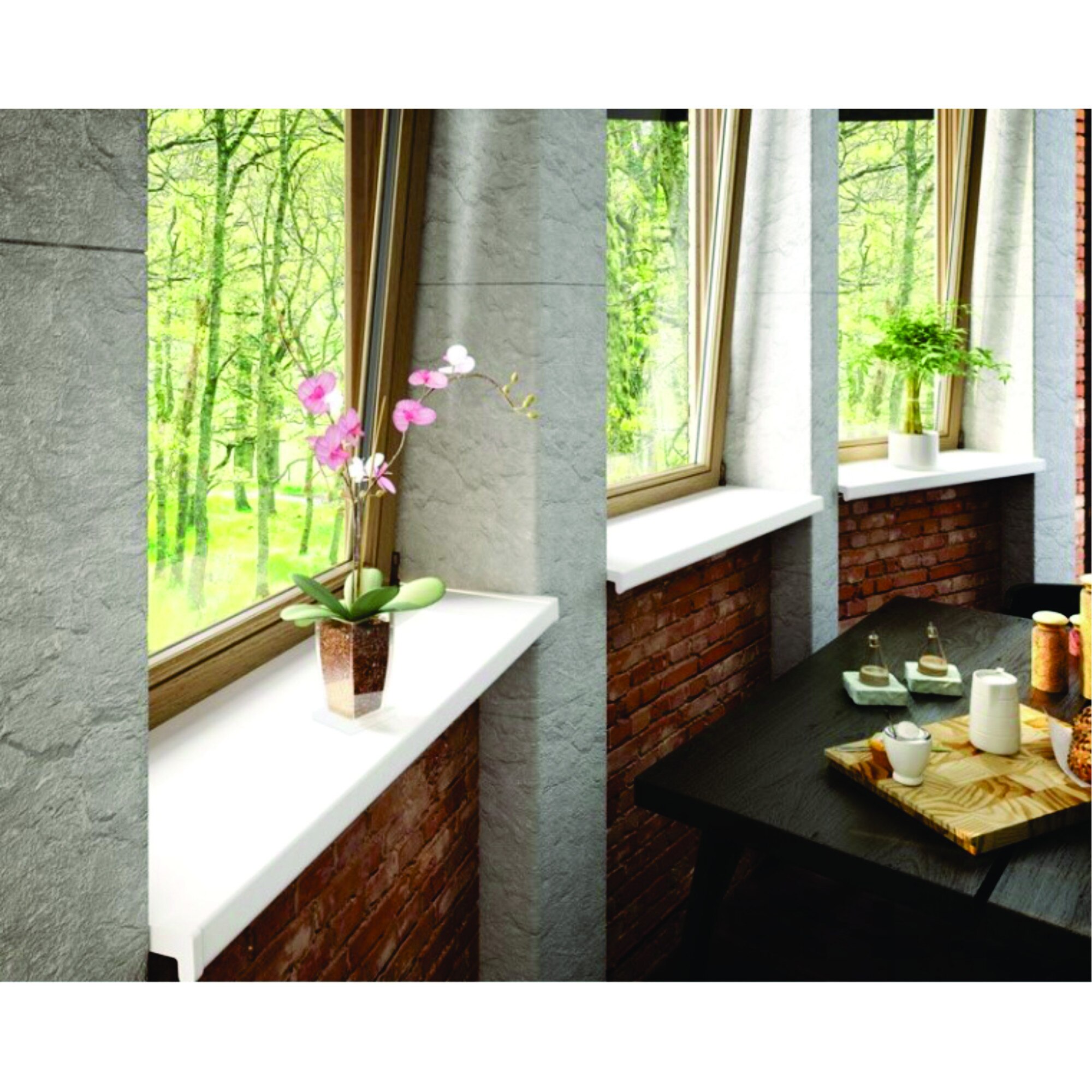 Glaf PVC interior pentru ferestre Alb 150 x 15 cm, Include piese ...