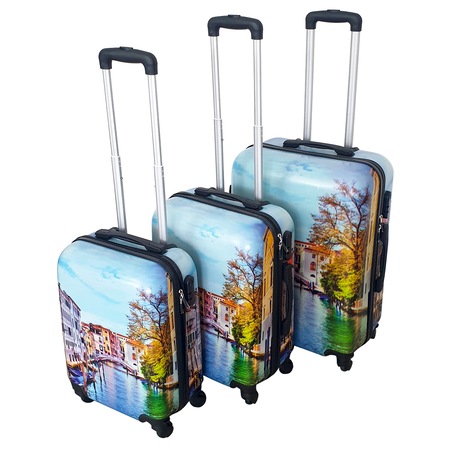 Set 3 valize troler policarbonat PC, 4 roti, Venetia, 3 dimensiuni ...