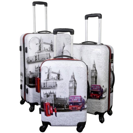 Set 3 valize troler policarbonat PC, 4 roti, Londra, 3 dimensiuni ...