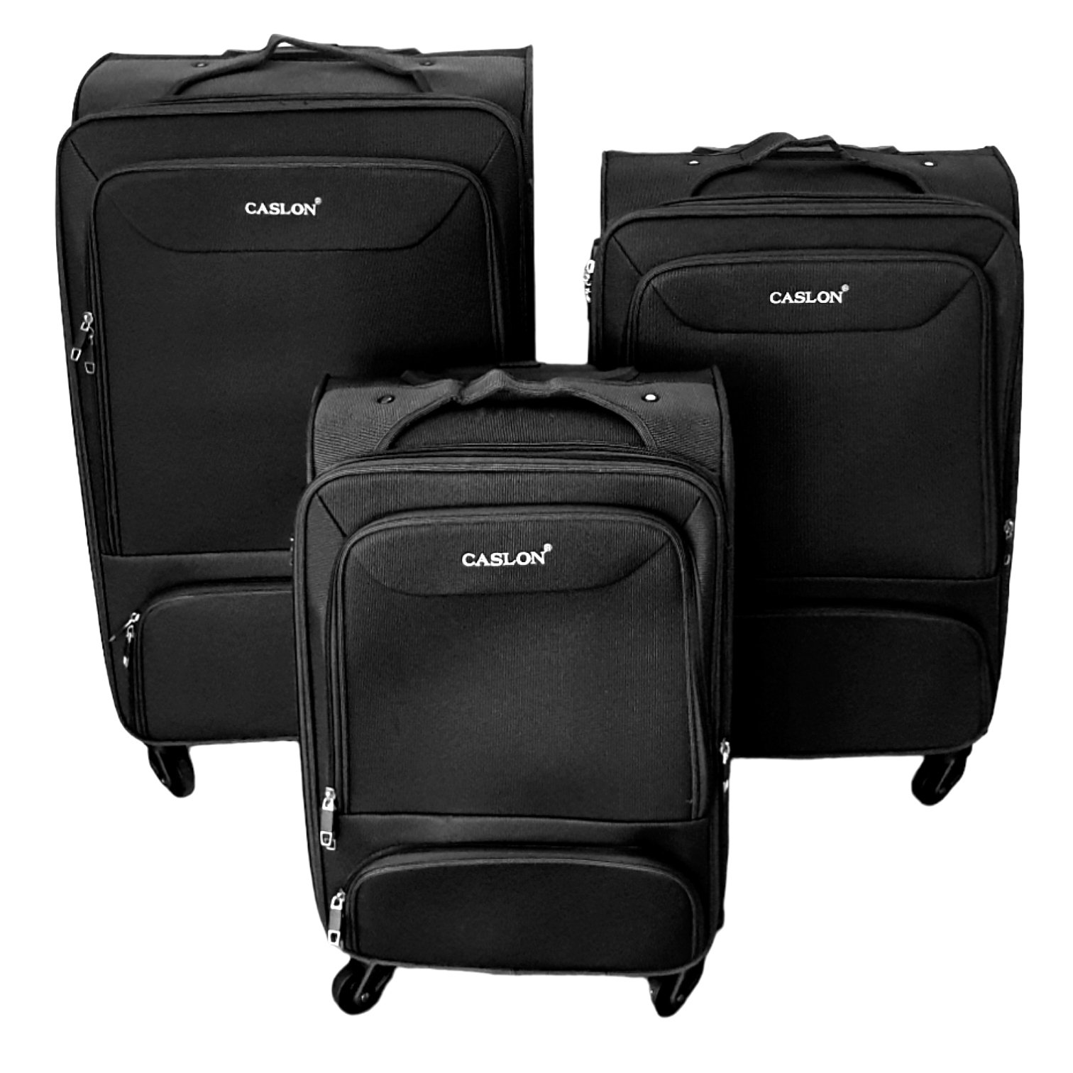 Set 3 valize troler material textil, 4 roti, negru, 3 dimensiuni, TRC08 ...