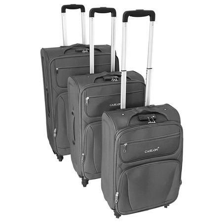 Set 3 valize troler material textil, 4 roti, gri, 3 dimensiuni, TRC35 ...