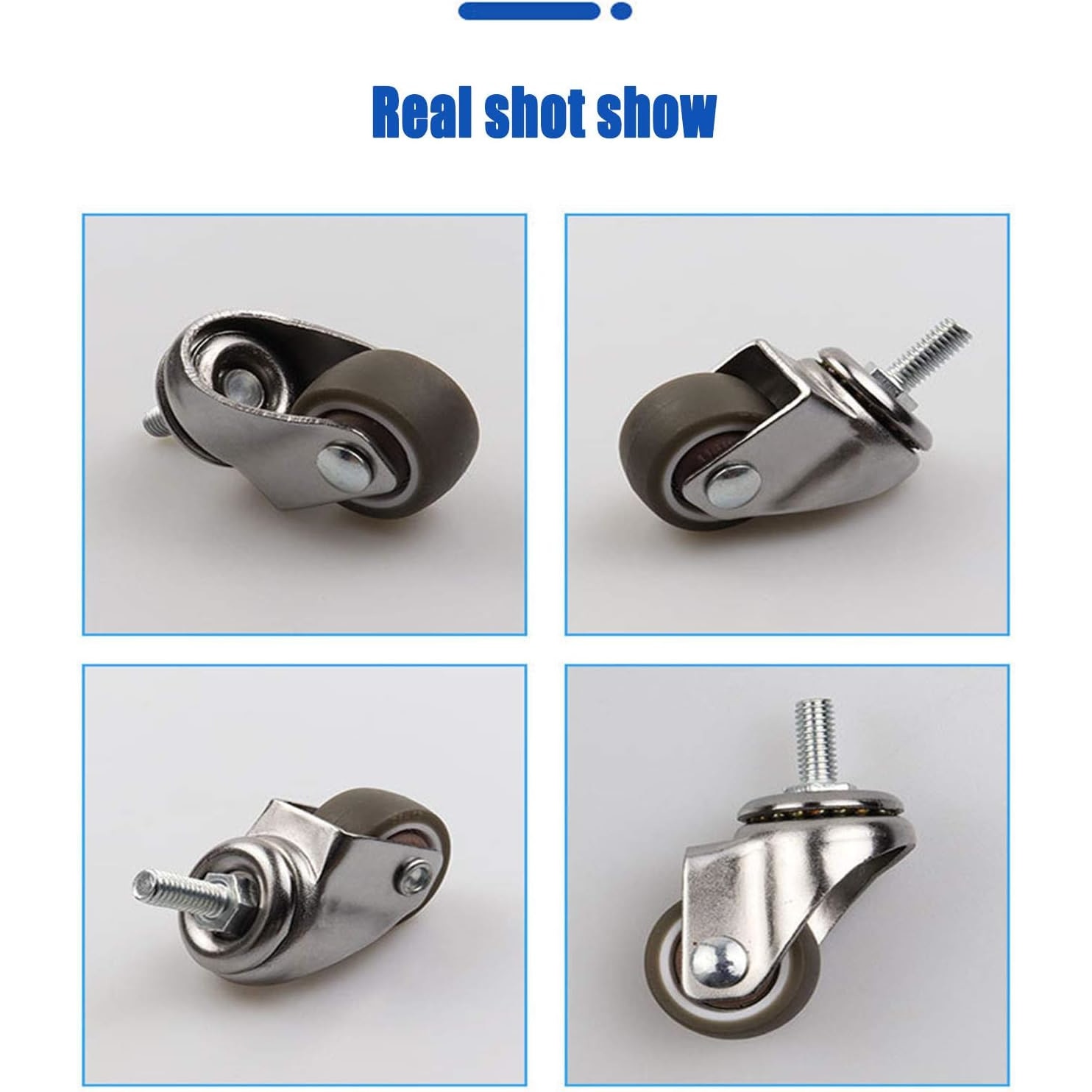 Set 4 Roti pivotante, Cauciuc, 13x15x25mm, Argintiu - eMAG.ro