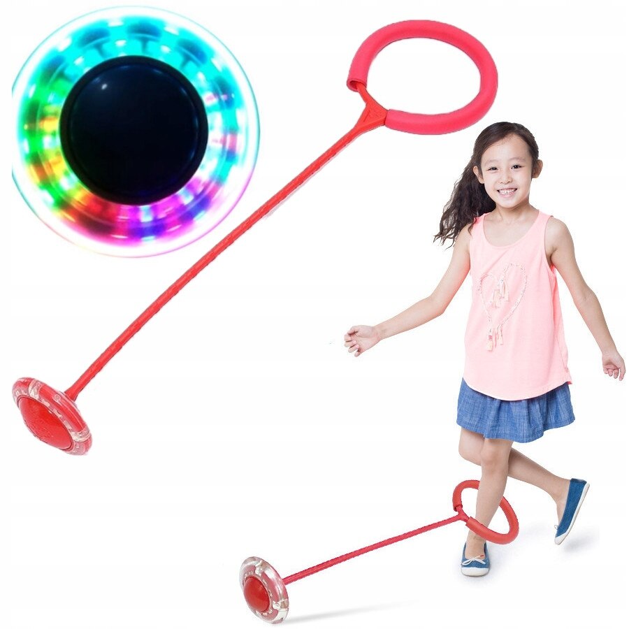 Coarda de sarit pentru copii Skip Ball cu LED, 65 cm, Rosu, 3+ - eMAG.ro