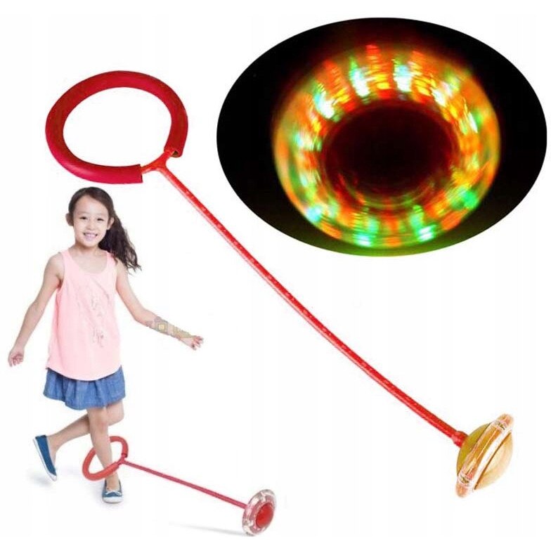 Coarda de sarit pentru copii Skip Ball cu LED, 65 cm, Rosu, 3+ - eMAG.ro