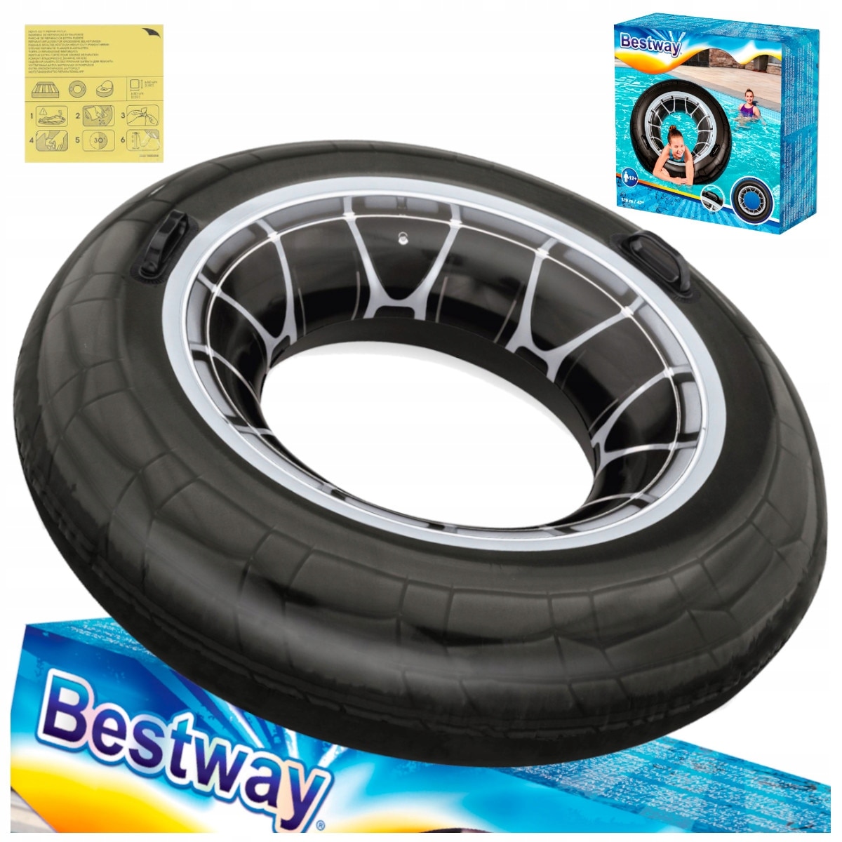 Colac gonflabil pentru inot, Bestway, PVC, XXL, +12 ani, 119x119 cm ...