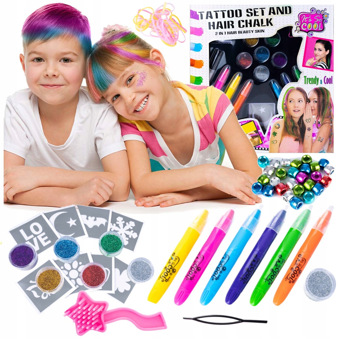 Set pentru tatuaje temporare si accesorii de par pentru copii, Stator ...