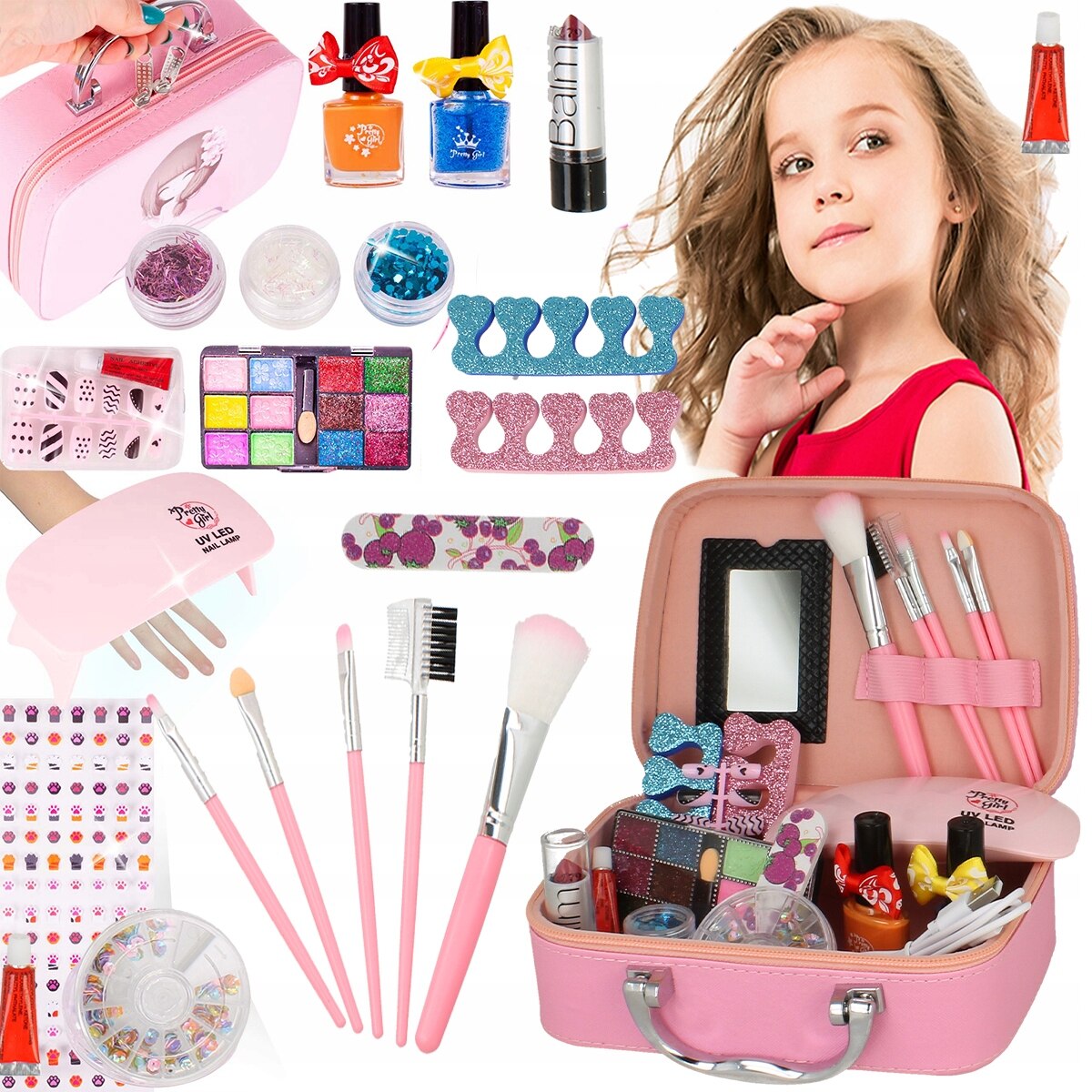 Trusa cosmetice fete, Pretty Girl, Roz, 31 bucati - eMAG.ro