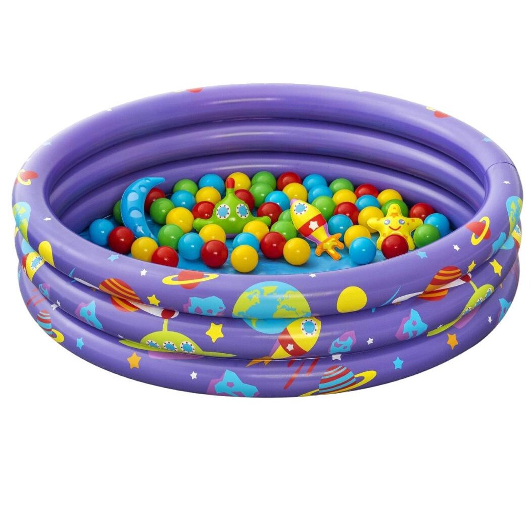Piscina gonflabila pentru copii + 50 bile colorate, Bestway, 101 l, Mov ...