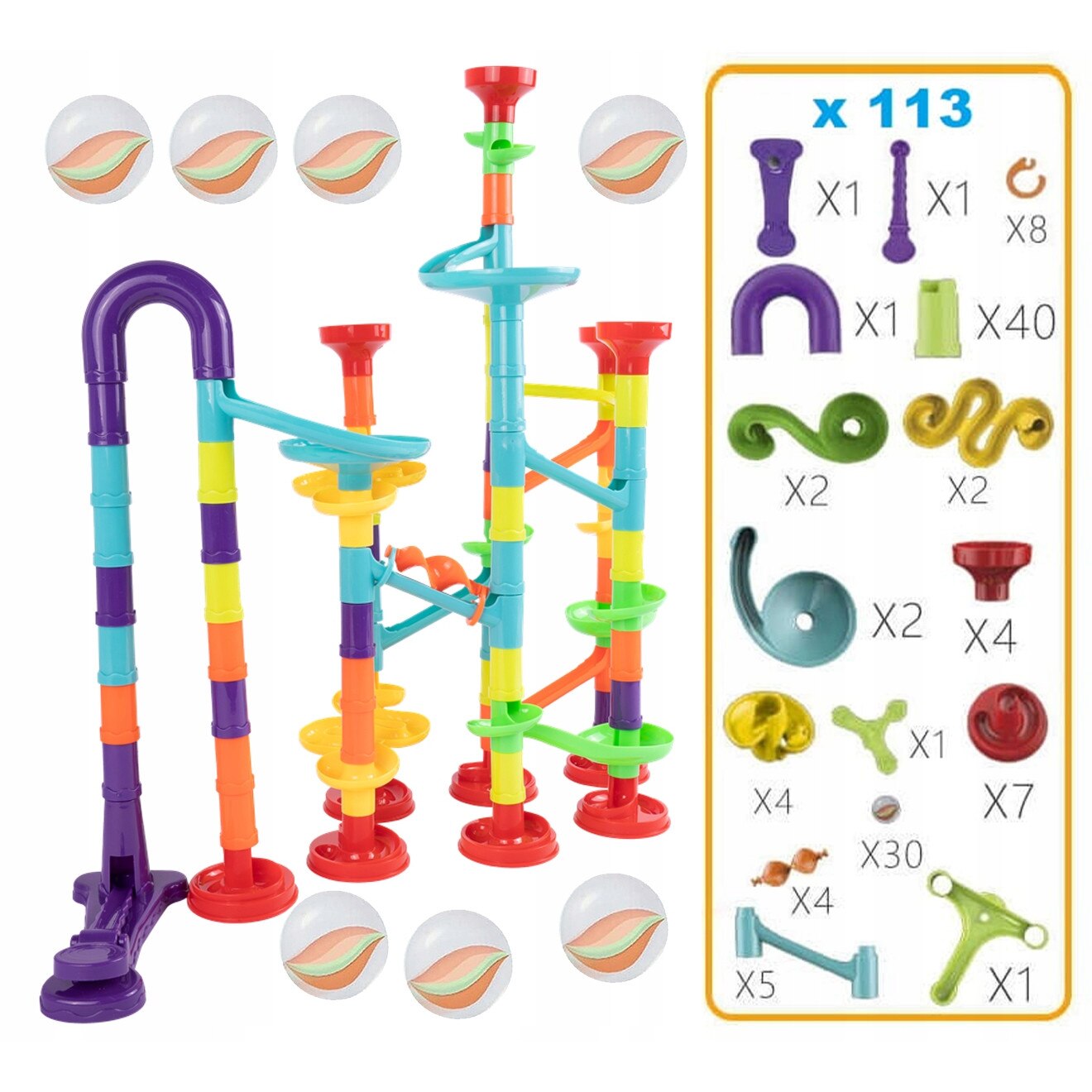 Joc interactiv pentru copii, Marble Run, 113 piese, Plastic, +3ani ...