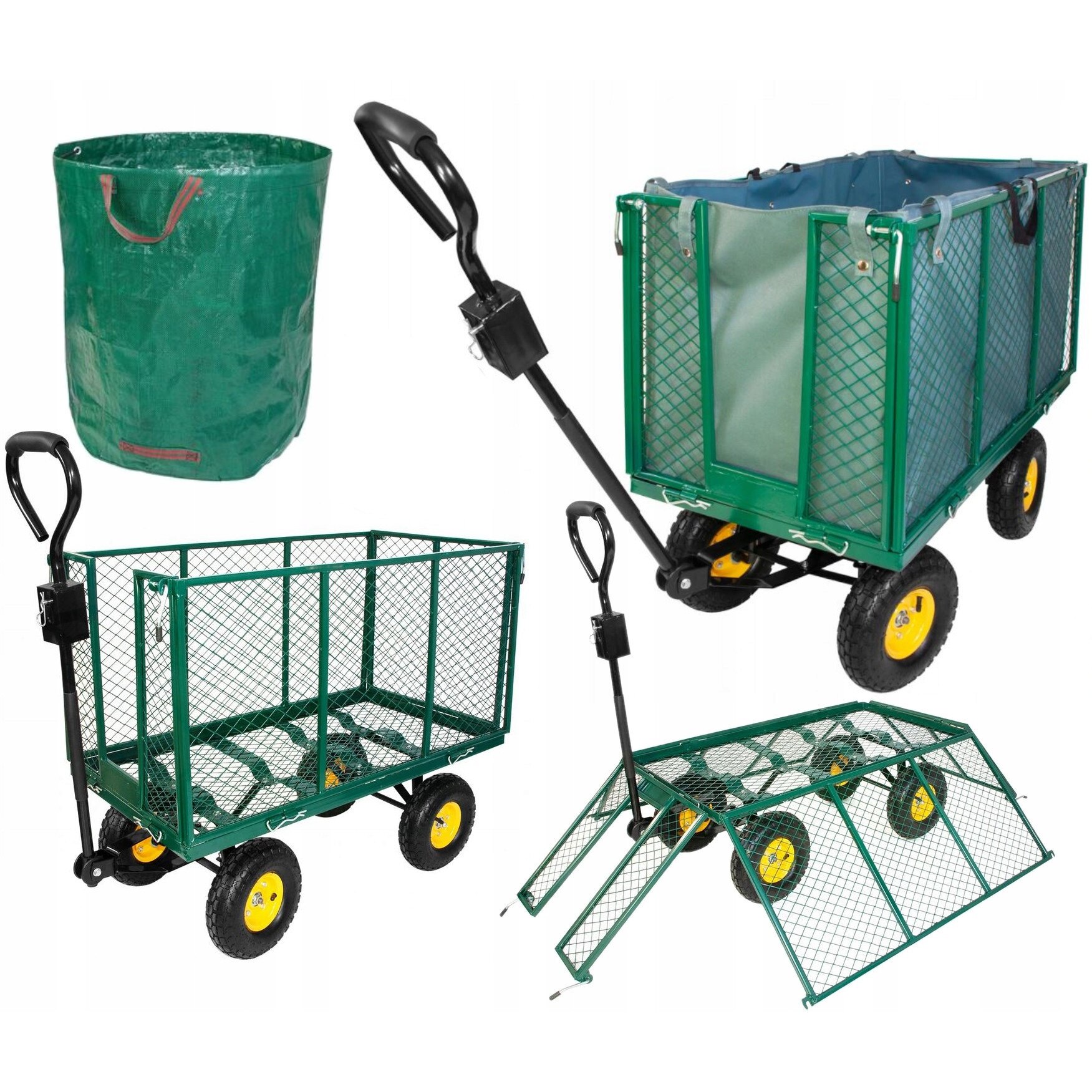 Carucior de gradina, Stator, 96x49x50 cm, Verde - eMAG.ro