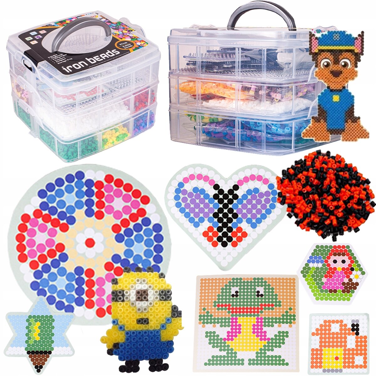 Set 6000 margele de calcat + sabloane, MalPlay, Plastic, Multicolor ...