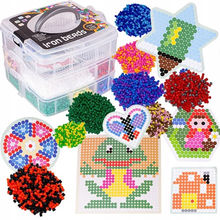 Set 6000 margele de calcat + sabloane, MalPlay, Plastic, Multicolor ...